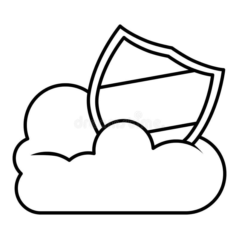 Cloud with shield icon stock vector. Illustration of shape - 79360567