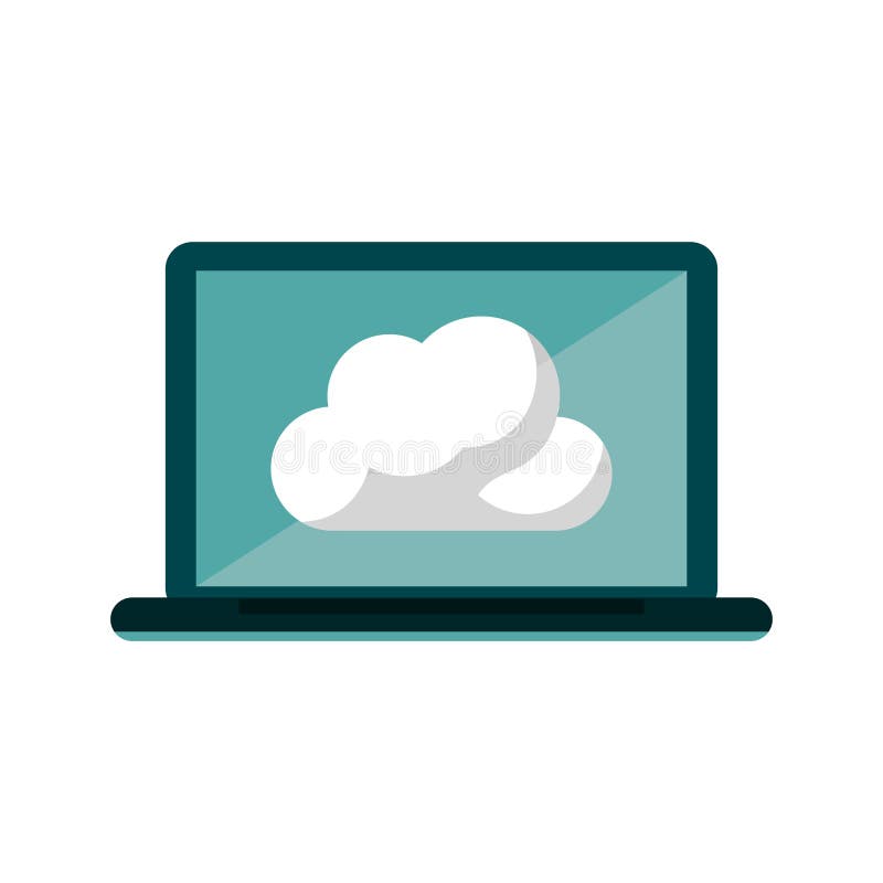 Isolated Cloud Inside Laptop Design Stock Vector - Illustration of ...