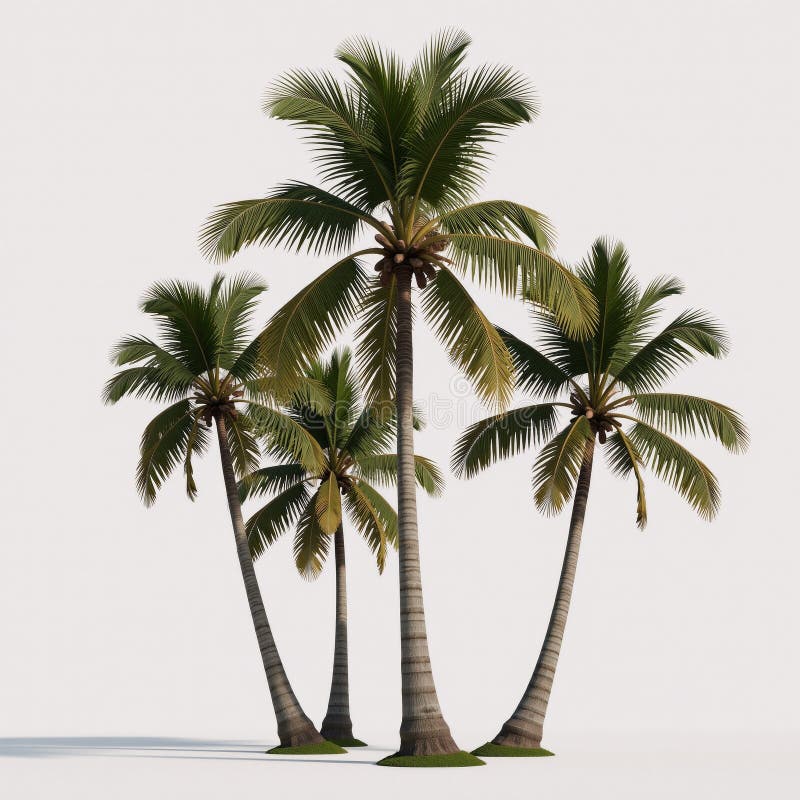 Isolated Cluster of Realistic 3D Rendered Coconut Trees Stock ...