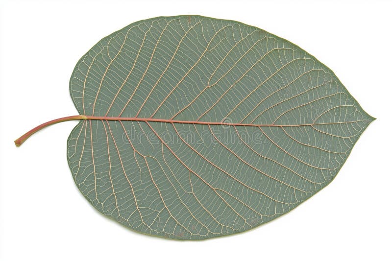 Isolated Cocoa Leaf on White Background with Intricate Veins and Unique ...