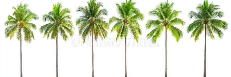 Isolated Coconut Trees in Various Stems, on a See-through Background ...
