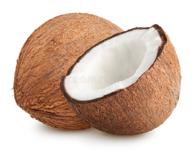Isolated Coconuts. Whole Coconut with Half Isolated on White, with ... Isolated Coconuts. Whole Coconut with Half Isolated on White, with ...