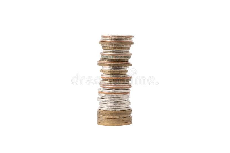 Isolated Coin Stack Column, Concept of Future Money Growth Increases ...