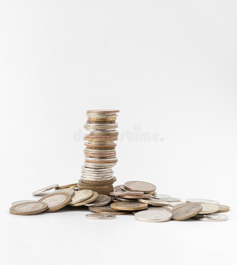 Isolated Coin Stack Column, Concept of Future Money Growth Increases ...
