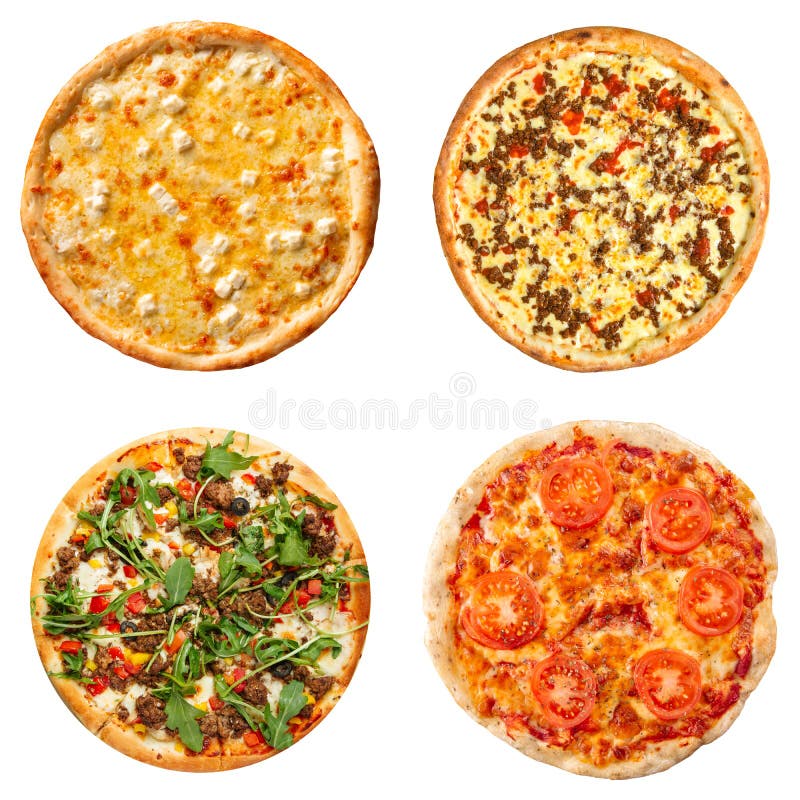 Isolated Collage of Various Types of Pizza Stock Photo - Image of sauce ...