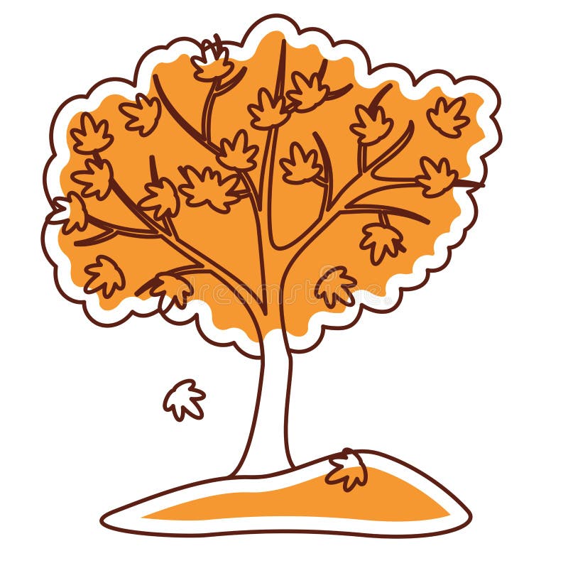 Isolated Colored Autumn Tree Sticker Icon Vector Stock Vector ...