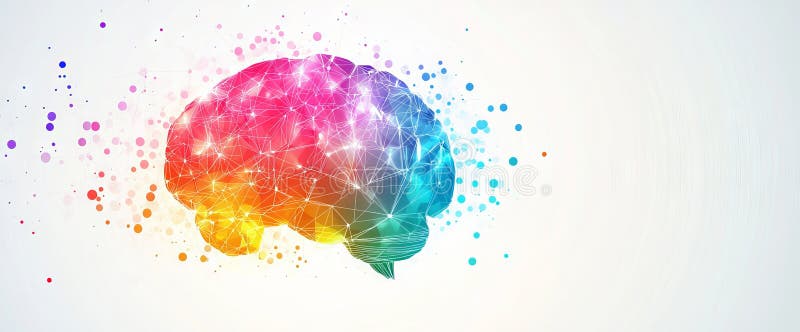 Isolated Colored Brain Diagram Rendered Multifaceted Geometric Design ...