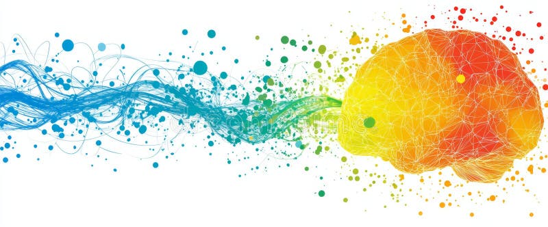 An Isolated and Colored Brain Diagram Rendered in a Multifaceted ...