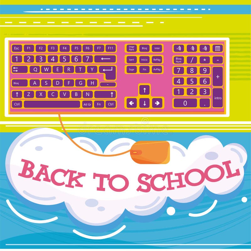 Isolated Colored Computer Keyboard Back To School Poster Vector Stock ...