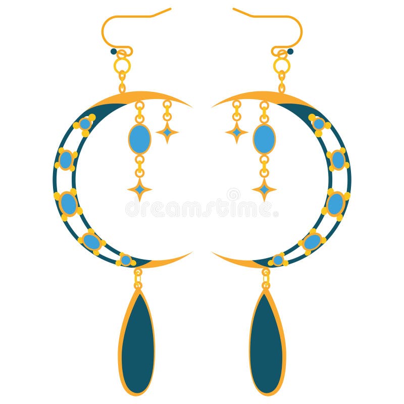 Isolated Colored Earring Icon with Gemstones Vector Stock Vector ...