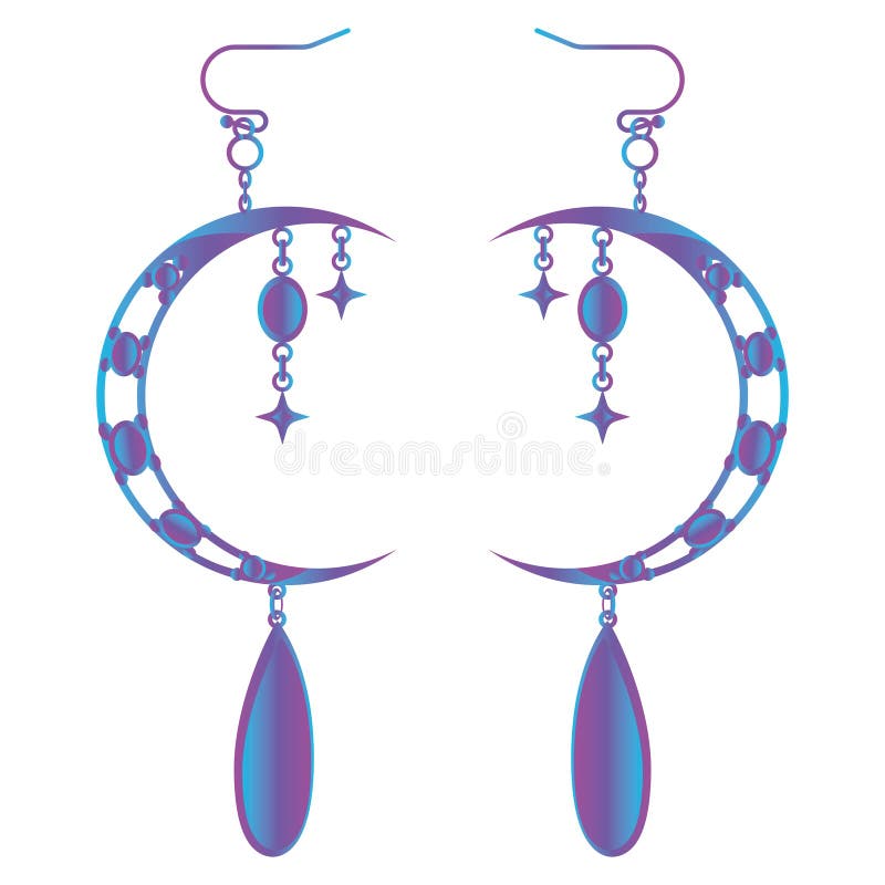 Isolated Colored Earring Icon with Gemstones Vector Stock Illustration ...