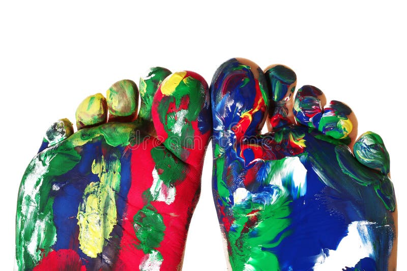 Isolated Colored Feet in White Background Stock Photo - Image of ...