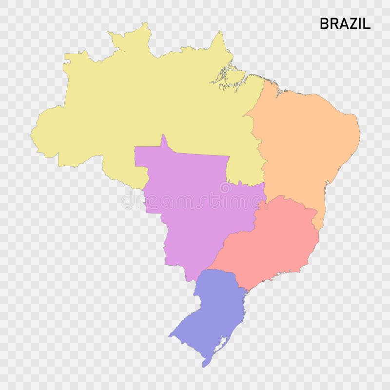 Isolated Colored Map of Brazil with Borders Stock Vector - Illustration ...