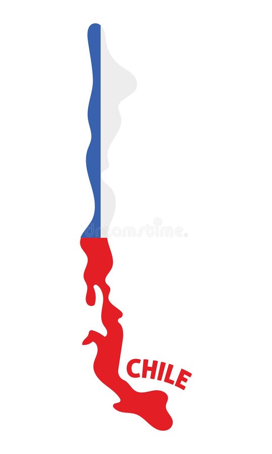 Isolated Colored Map of Chile with Its Flag Vector Stock Vector ...