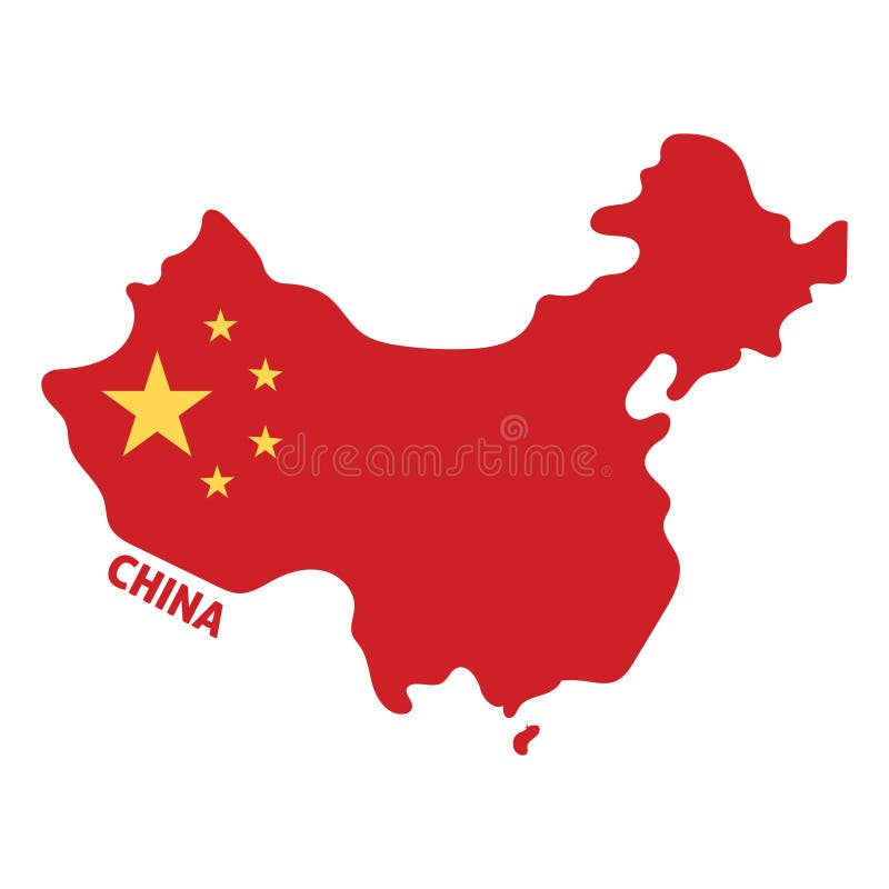 Isolated Colored Map of China with Its Flag Vector Stock Vector ...