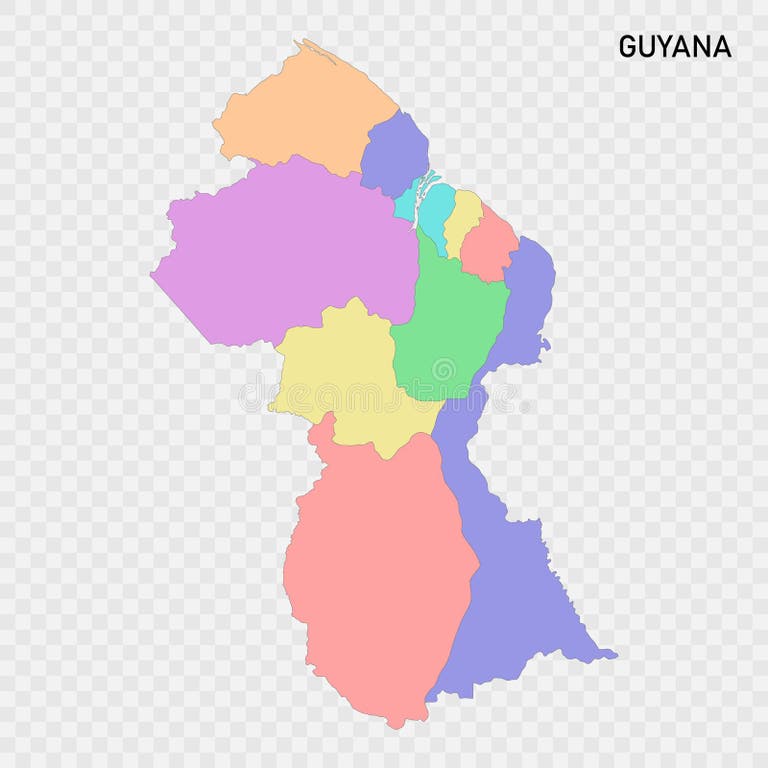 Isolated Colored Map of Guyana with Borders Stock Vector - Illustration ...