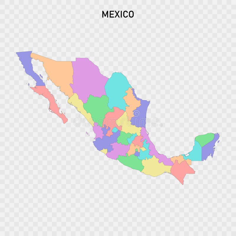 Isolated Colored Map of Mexico with Borders Stock Vector - Illustration ...