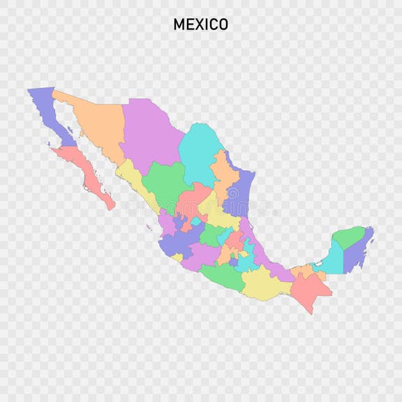 Isolated Colored Map of Mexico with Borders Stock Vector - Illustration ...
