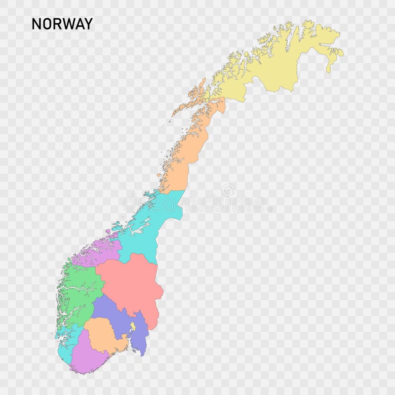 Isolated Colored Map of Norway Stock Vector - Illustration of region ...