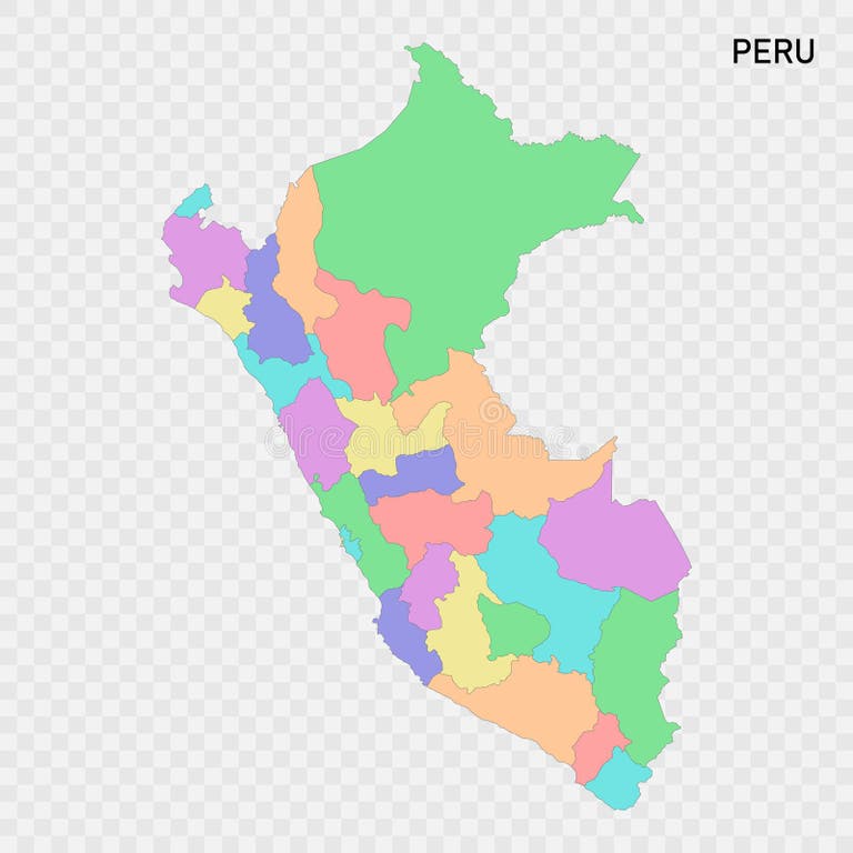 Isolated Colored Map of Peru with Borders Stock Vector - Illustration ...