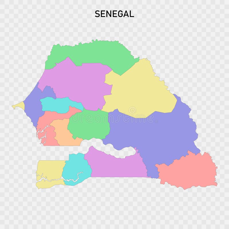 Isolated Colored Map of Senegal Stock Vector - Illustration of state ...