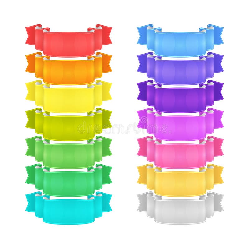 Isolated Colored Satin Ribbons Set Stock Illustration - Illustration of ...
