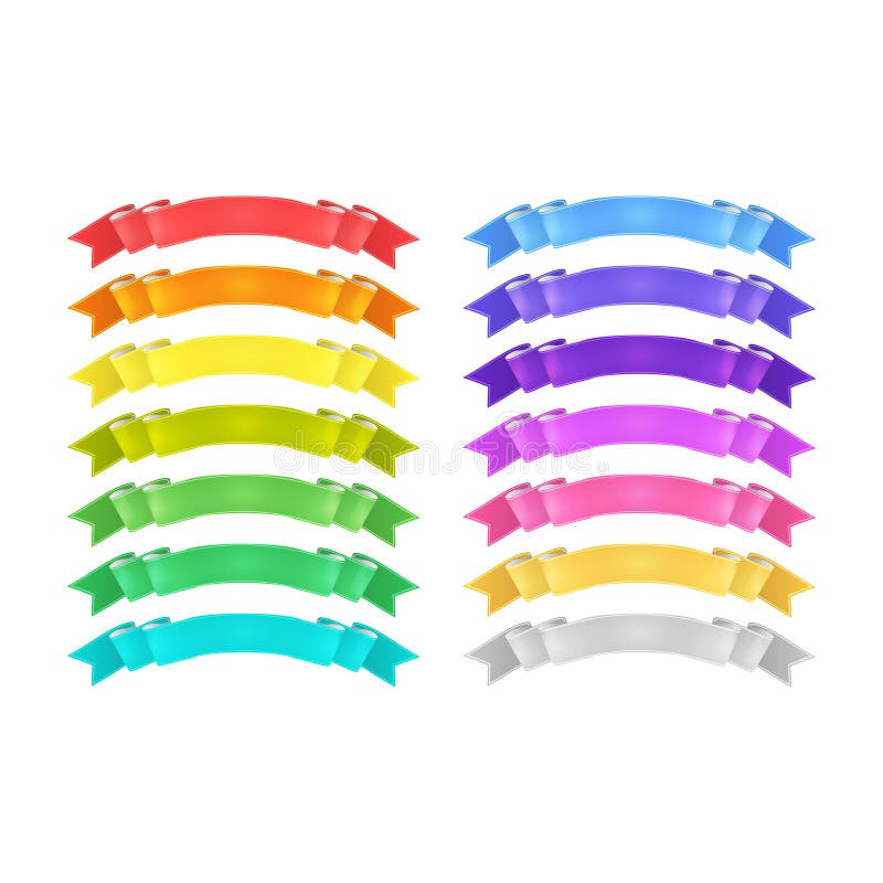Isolated Colored Satin Ribbons Set Stock Illustration - Illustration of ...