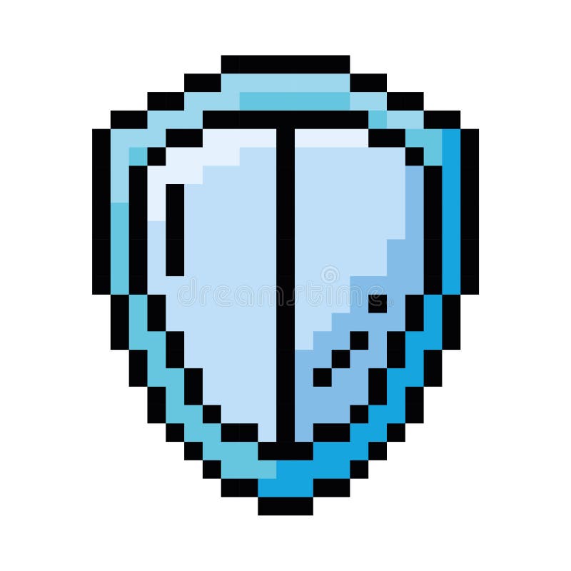 Isolated Colored Shield Videogame Icon Pixelated Style Vector Stock ...