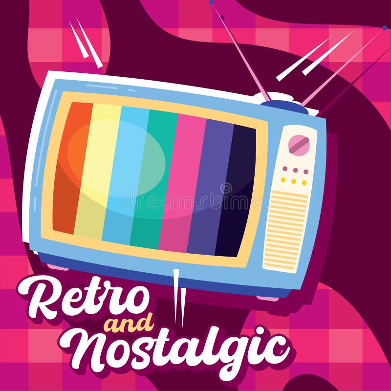 Isolated Colored Vintage Television Retro and Nostalgic Vector Stock ...