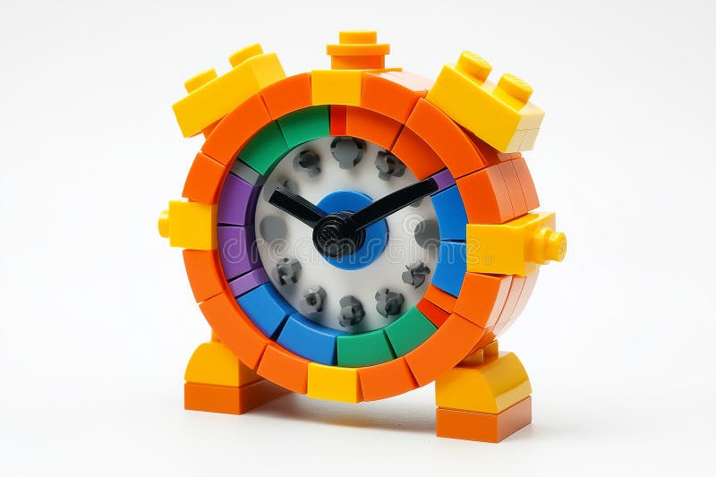 Isolated of Colorful Alarm Clock Model Made from Interlocking Bricks ...