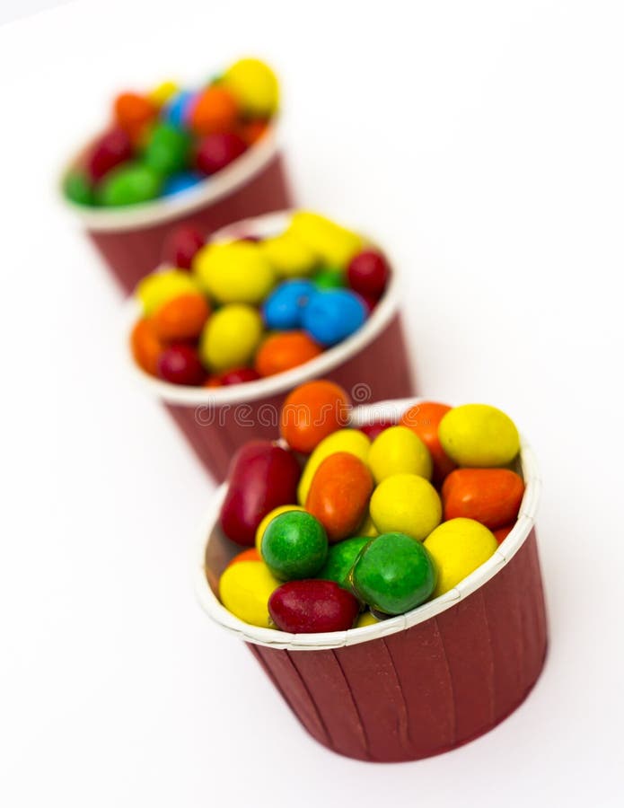 Isolated Colorful Candy in Paper Cup Stock Photo - Image of cups, paper ...