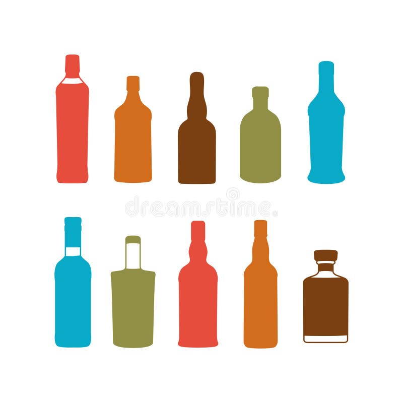 Isolated Colorful Drink Bottles Vector Set Pack Stock Vector ...