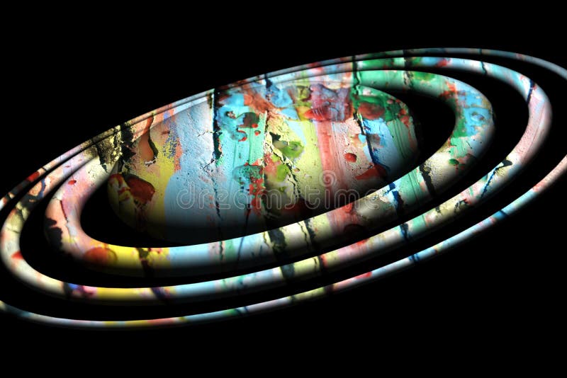 Isolated Colorful Planet on Muddy Black Background Stock Photo - Image ...