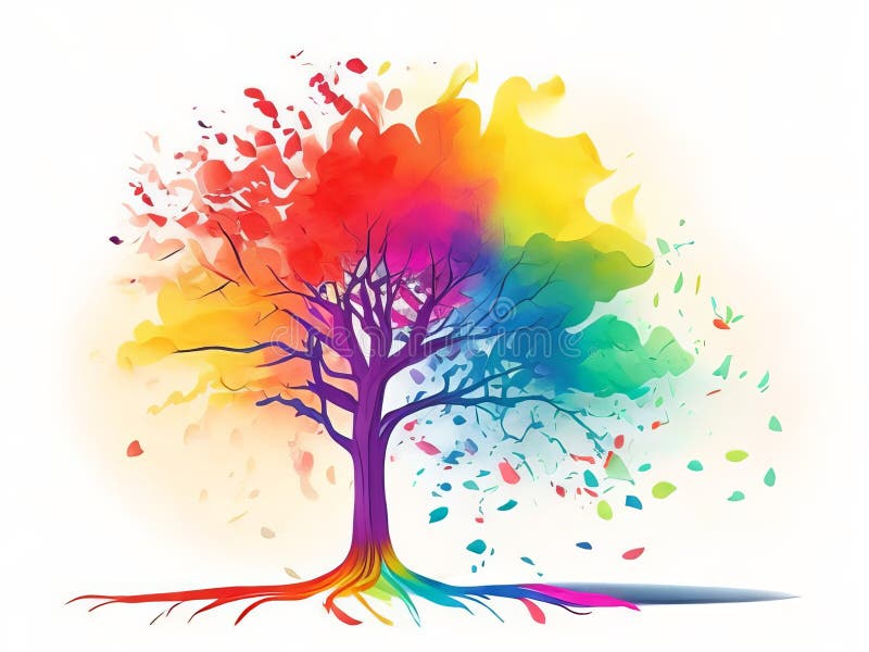 Isolated Colourful Tree on a White Background. Stock Illustration ...