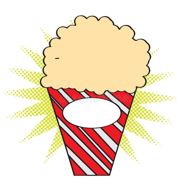 Set of Pop Art Comic with Popcorn and Woman Drinking Soda with Messages ...