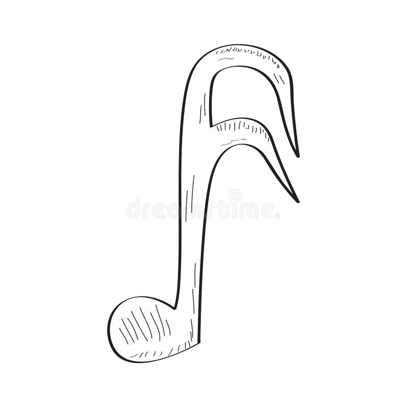 Draw a sixteenth note stock illustration. Illustration of handwriting ...