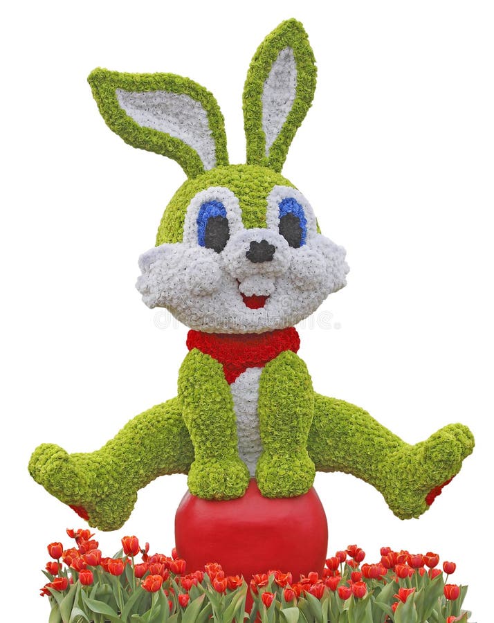 Isolated Composed Rabbit with Flower Tulips Stock Image - Image of ...