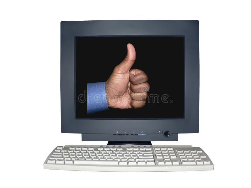 Isolated Computer Monitor with Thumbs Up Scene Concept Stock Image ...