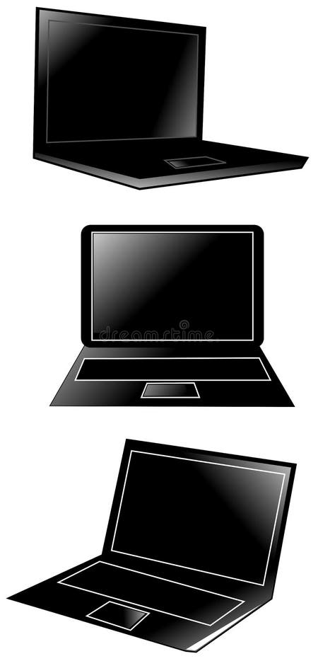 Set of Isolated Computers in Black Stock Photo - Illustration of ...