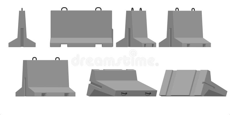 Isolated Concrete Barrier on White Background Stock Vector ...