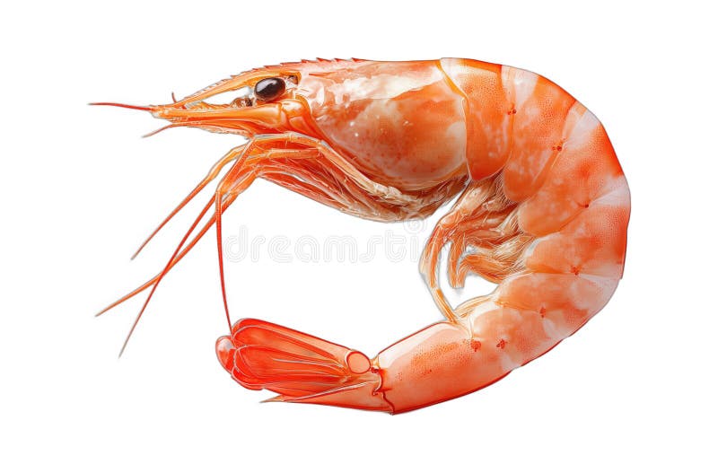 Isolated Cooked Shrimp with Vibrant Red Shell and Curved Body on ...