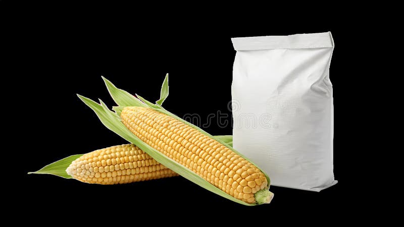 Isolated Corn Kernels with Unbranded Fertilizer Bag on Transparent ...
