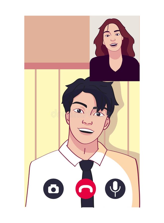 Isolated couple call stock vector. Illustration of laptop - 197511931