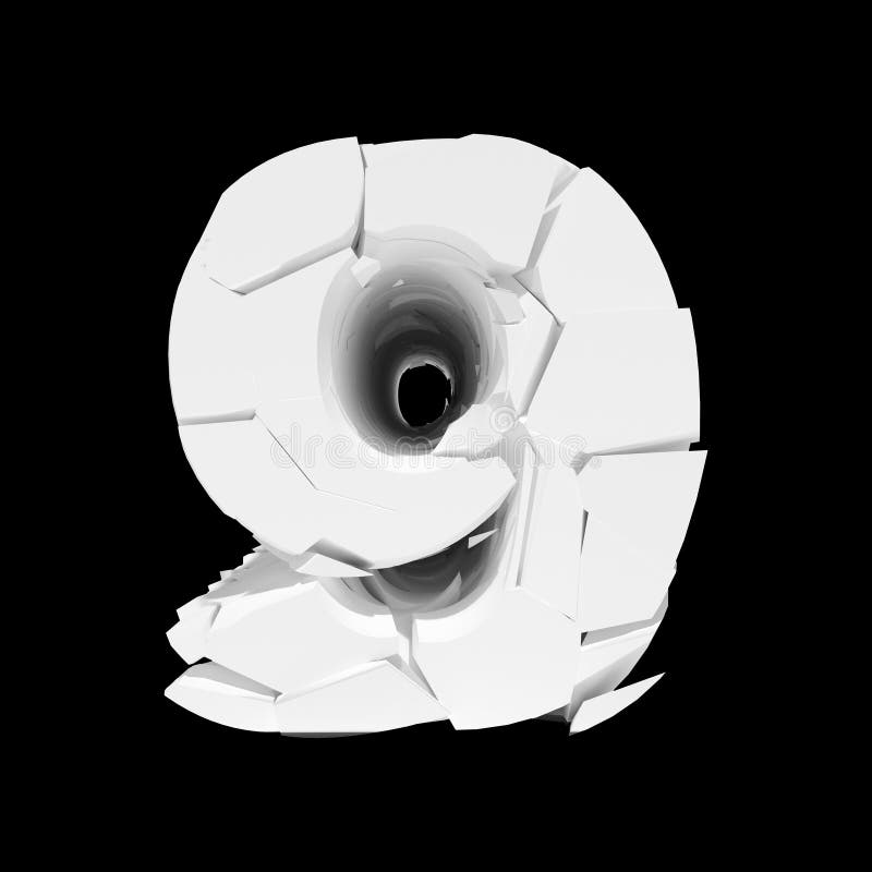 Isolated Cracked Number 9 on a Black Background. 3D Render. Stock ...