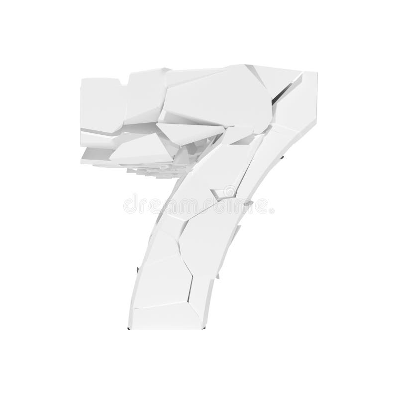 Isolated Cracked Number 7 on a White Background. 3D Render. Stock ...