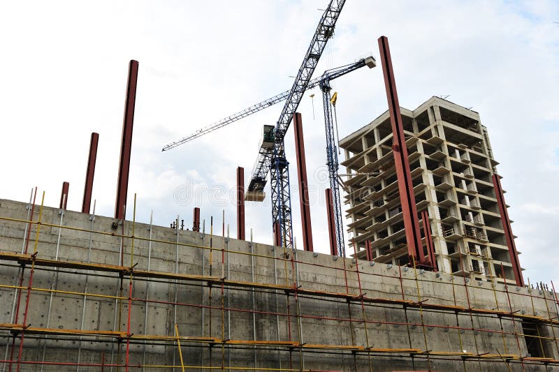 Big cranes on the site stock photo. Image of estate, industrial - 19749412