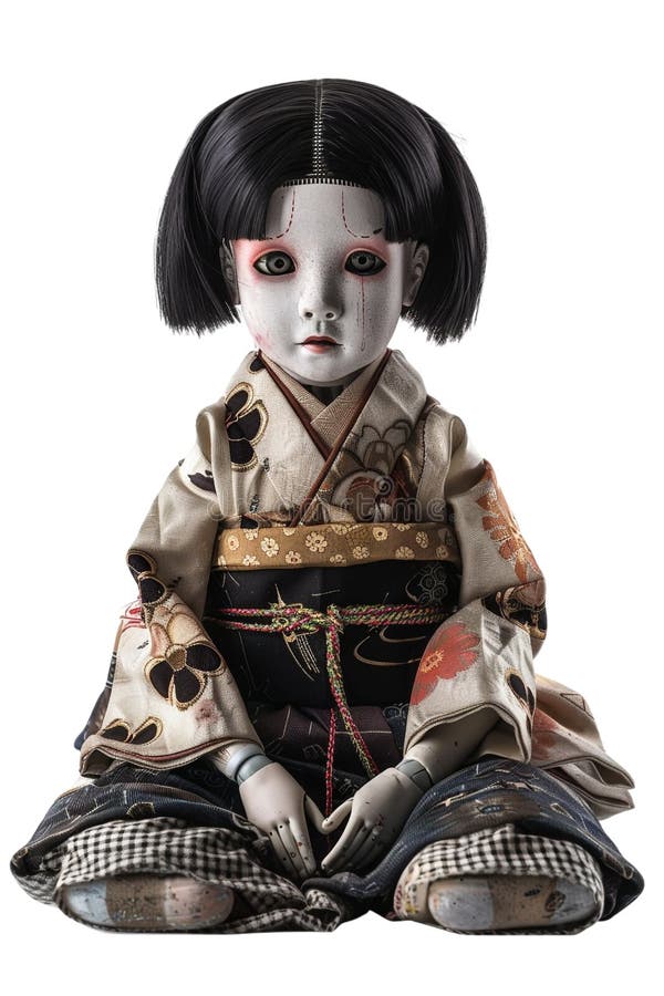 Isolated Creepy Japanese Doll on Transparent Background Stock ...