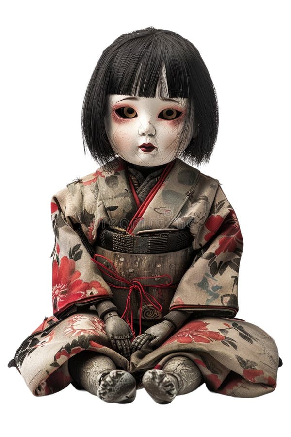 Isolated Creepy Japanese Doll on Transparent Background Stock ...
