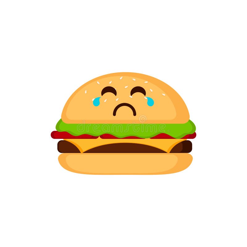 Crying Burger Character Fast Food Stock Vector - Illustration of burger ...