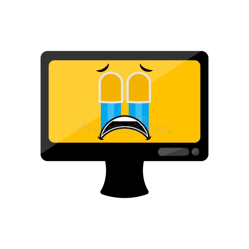 Crying Face On Computer Screen Emoticon Stock Vector - Illustration of ...